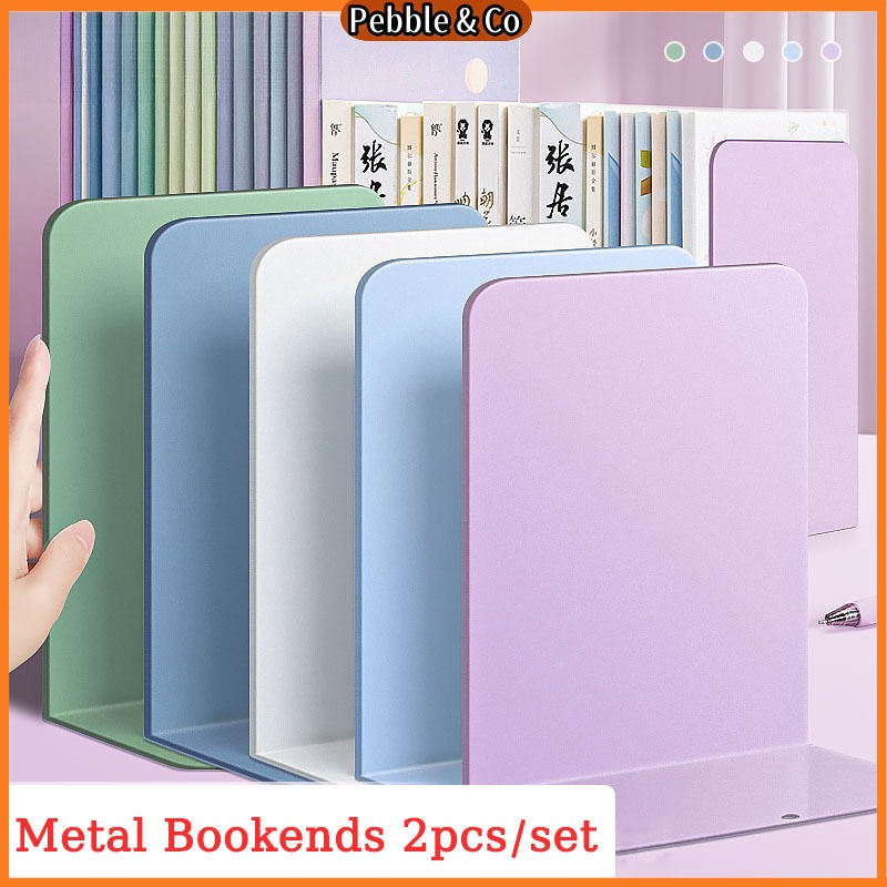 2pcs/set Metal L-Shaped Vertical Bookcase Bookends Desktop Organizer ...
