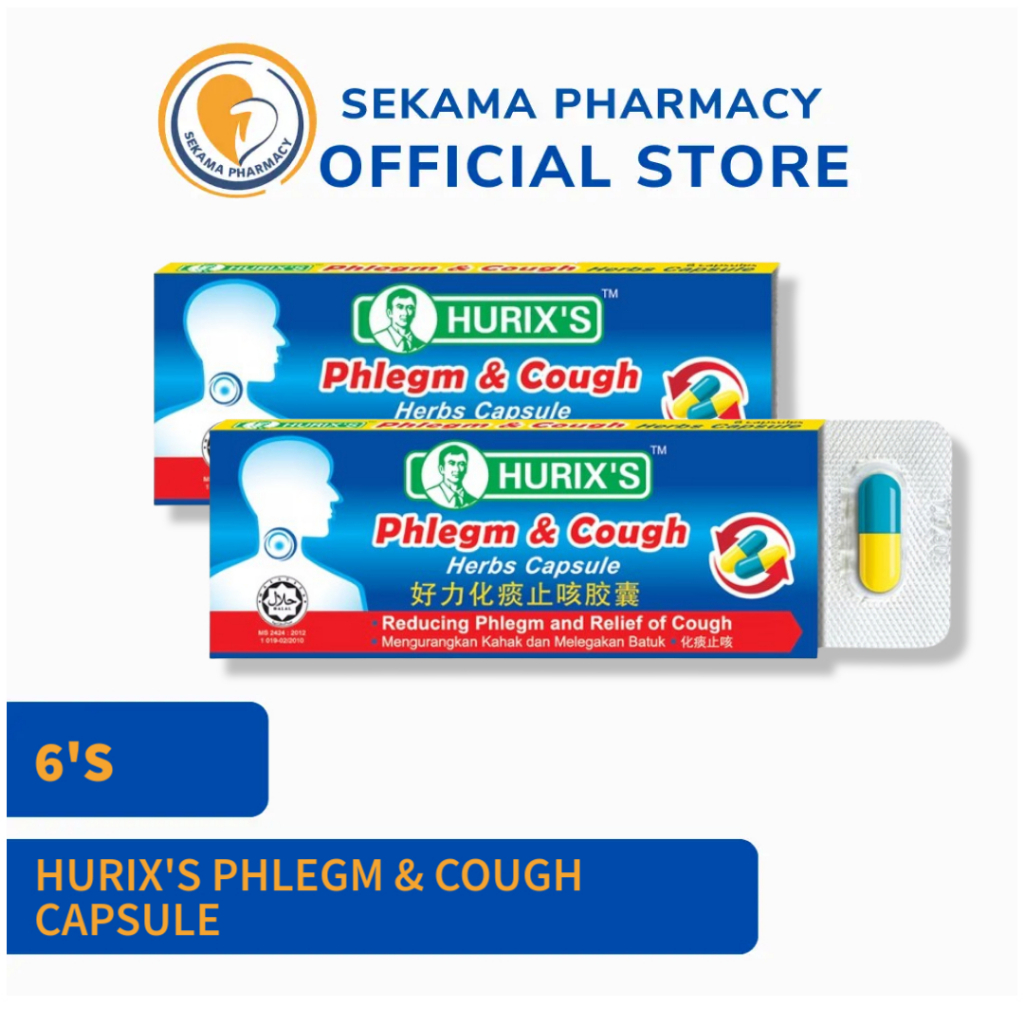 HURIX'S PHLEGM & COUGH CAPSULE 6'S - 好力化痰止咳 (UBAT BATUK & KAHAK) [EXP ...