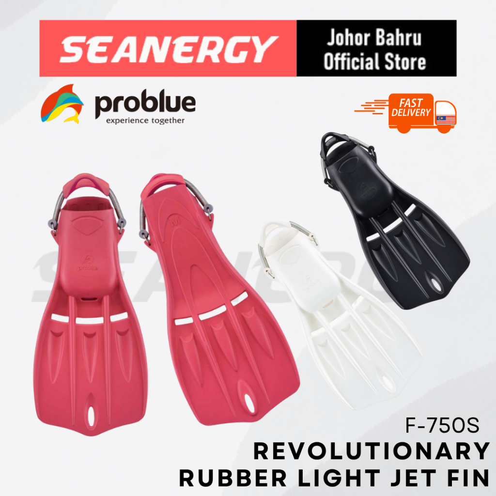 PROBLUE Revolutionary Light Weight Rubber Light Jet Fins F750S Flippers for Scuba Diving ...