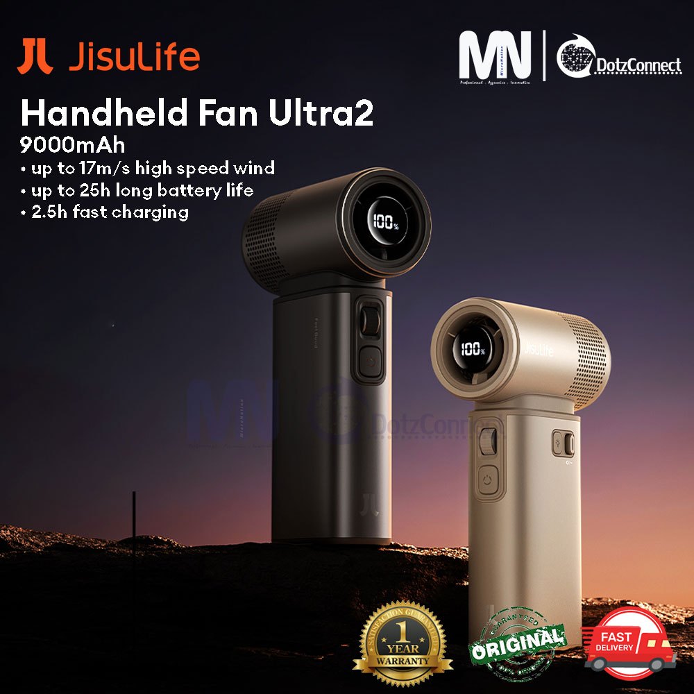 JISULIFE Handheld Fan Ultra2 9000mAh Portable Bladeless Rechargeable ...