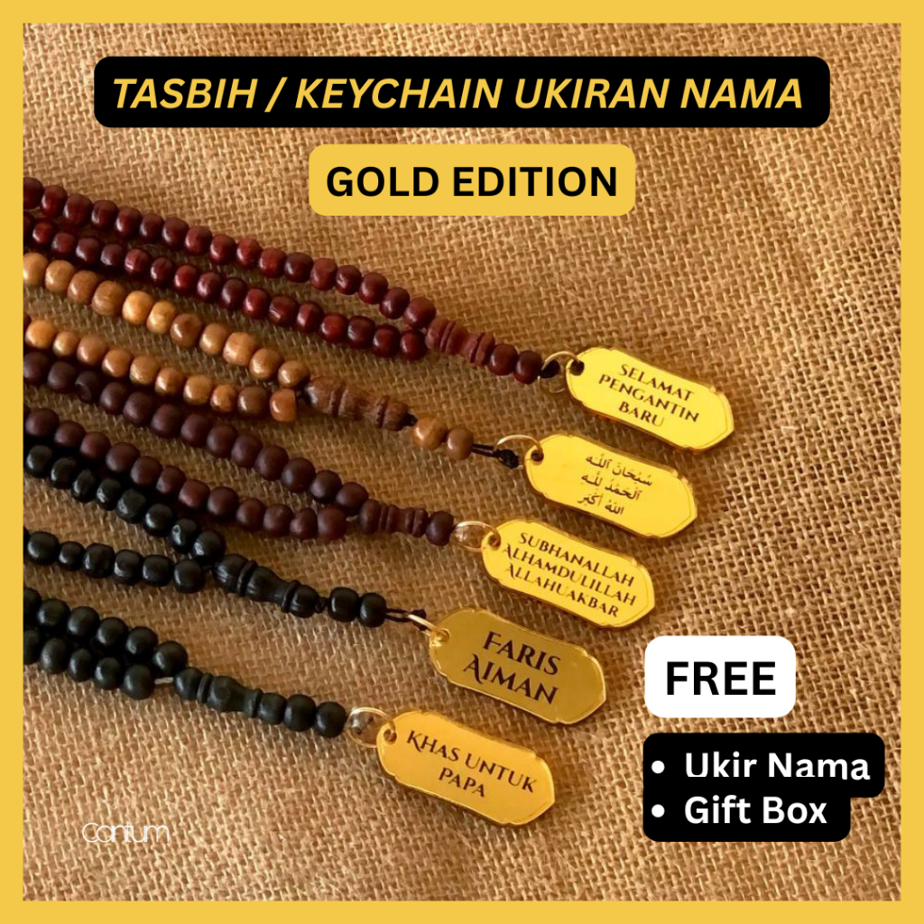 Tasbih Ukir Nama GOLD UPDATED 2025 Door Gift ORIGINAL Acrylic handmade ...