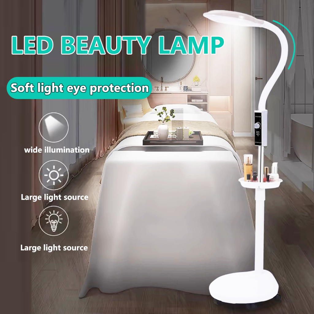LED Glass Magnifying Facial Lamp & Light Beauty Lamp Standing Lampu ...