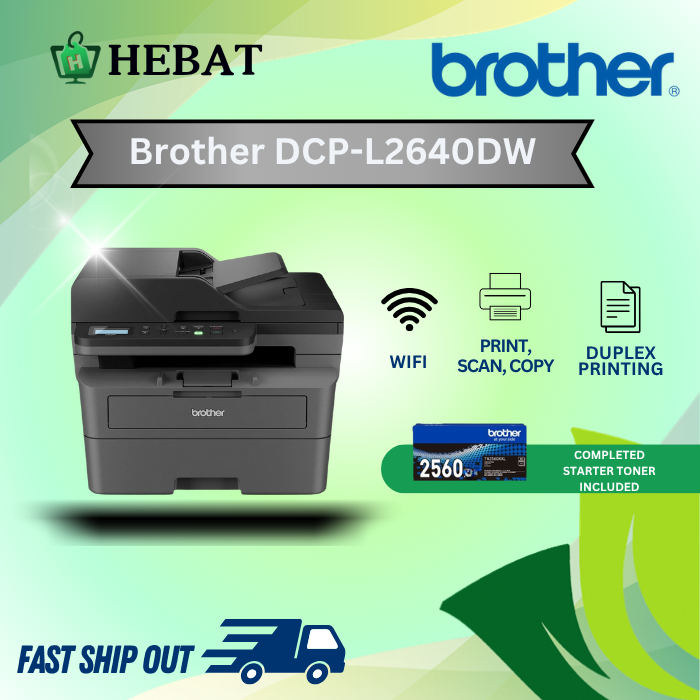Brother DCP-L2640DW Compact Mono Laser Multi-Function Printer L2640 ...