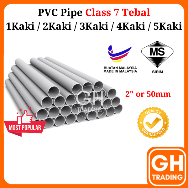 PVC Pipe Big Batang Paip PVC Hitam Paip Air Pvc 50mm 2 inci Class 7 Sirim Tebal Heavy Duty ...