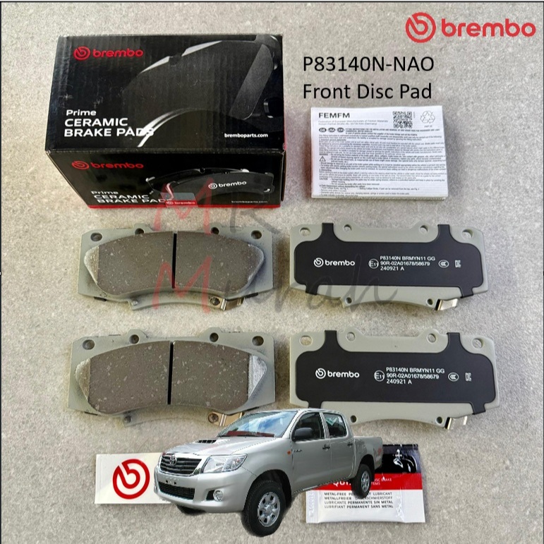 Brembo P83140N-NAO Front Disc Brake Pad Toyota Hilux Vigo Kun25R KUN26 ...