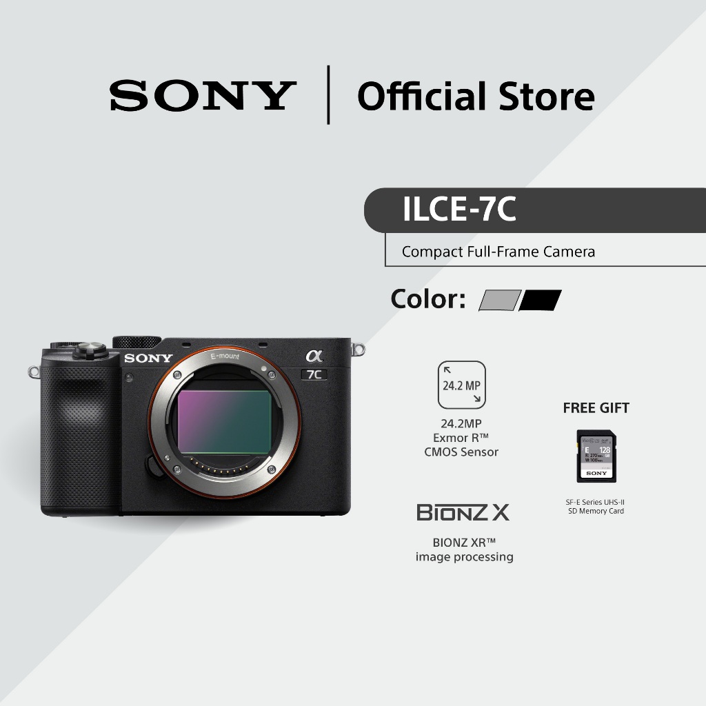 Sony Alpha 7C Compact Full-Frame Camera (Body Only) | ILCE-7C | Free Gift [SF-E128A SD Card+ NP ...