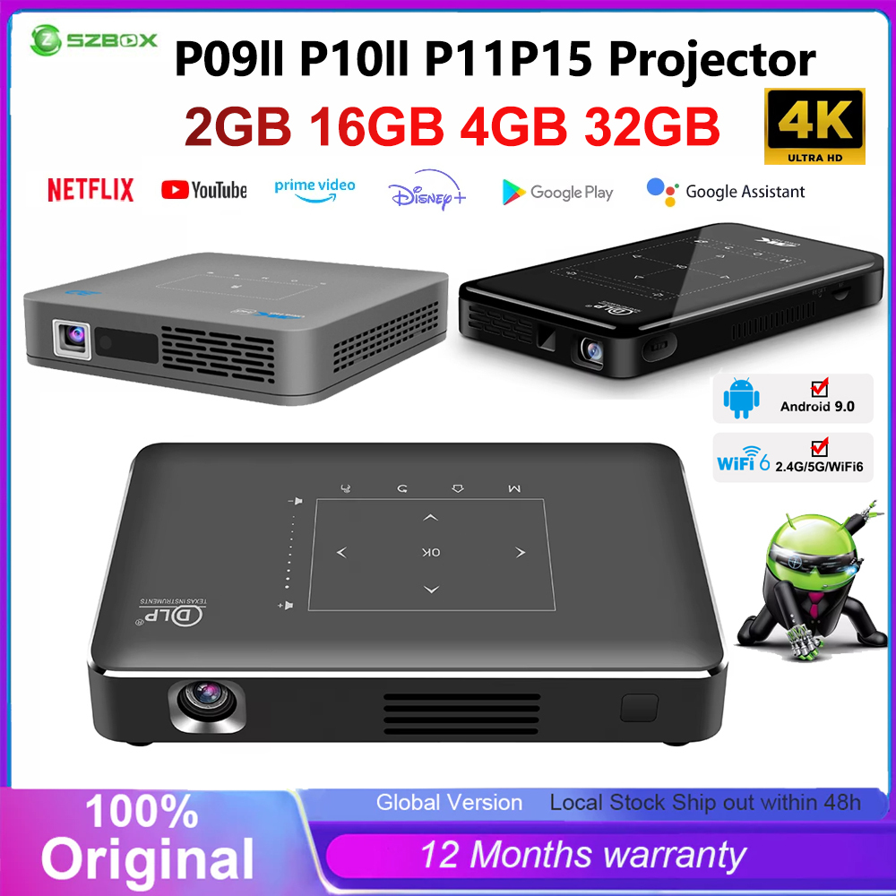 DLP P15 Mini Projector P10II P09 4K Full HD Portable Projector Android 9.0 Home Cinema Miracast ...