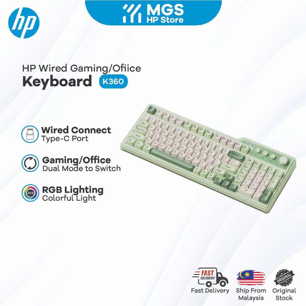 HP K360 Esports Wired RGB Gaming Feeling Mechanical Keyboard Dual Gaming/Office Mode to Switch ...