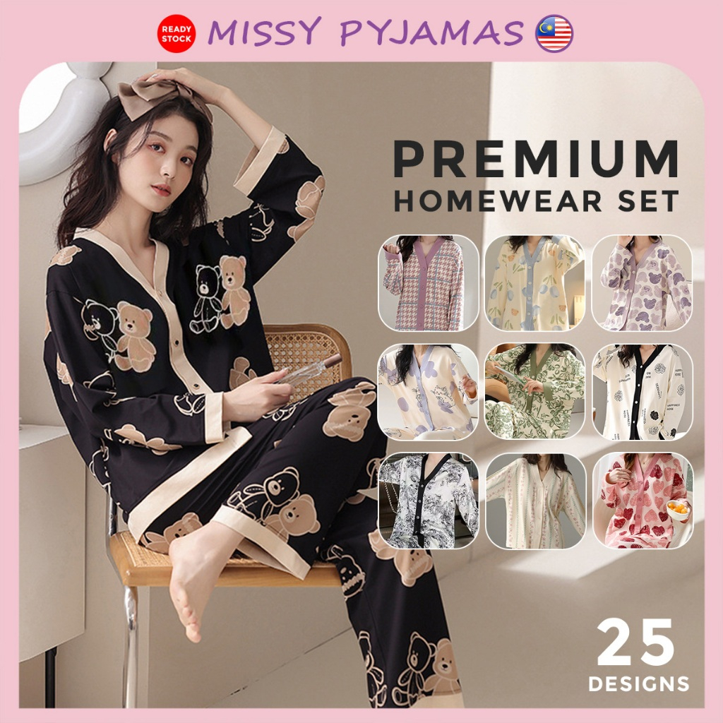 Missy Pyjamas Pyjamas Women Long Sleeve Floral Print Pajama Sleepwear ...