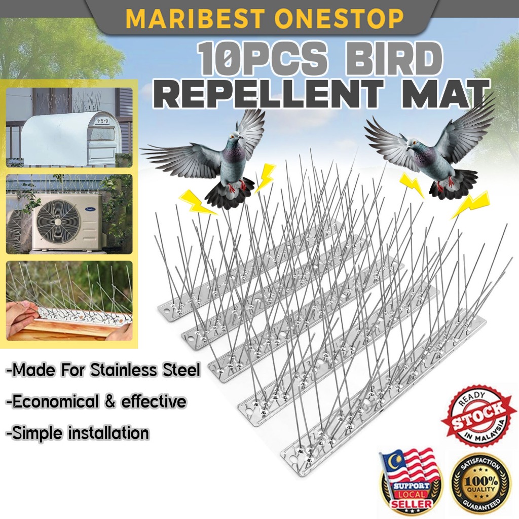 33cm Bird Repellent Mat Spikes S/Steel Animal Repeller Chase Birds ...