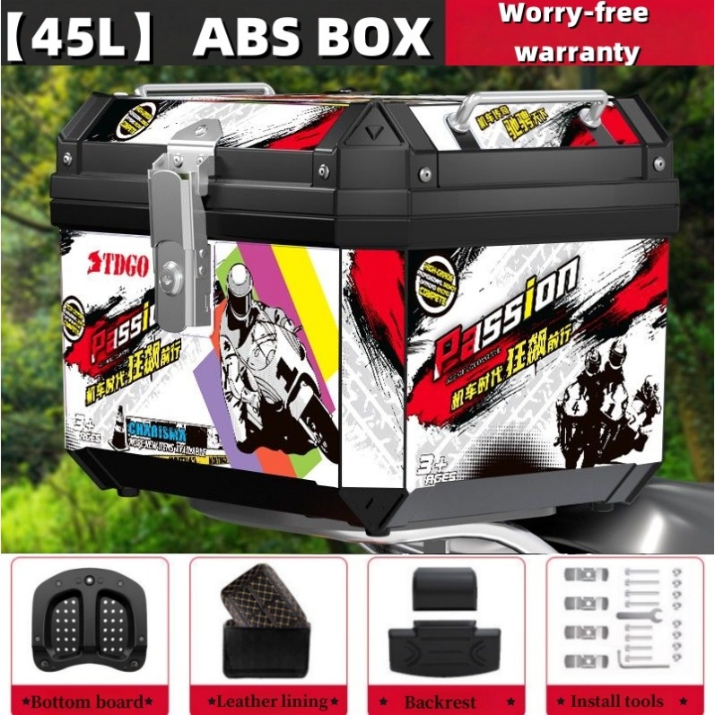 Kotak Motosikal F2 ABS 45L - Top Box Red Untuk Helmet & Barang Pos Laju ...
