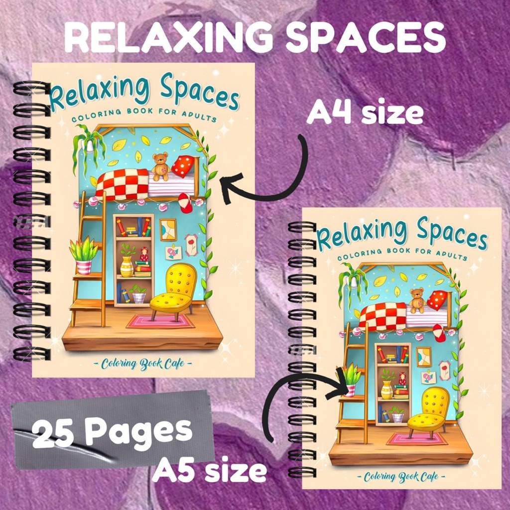 Relaxing Spaces Coloring book loose paper a cute and cozy coloring book ...