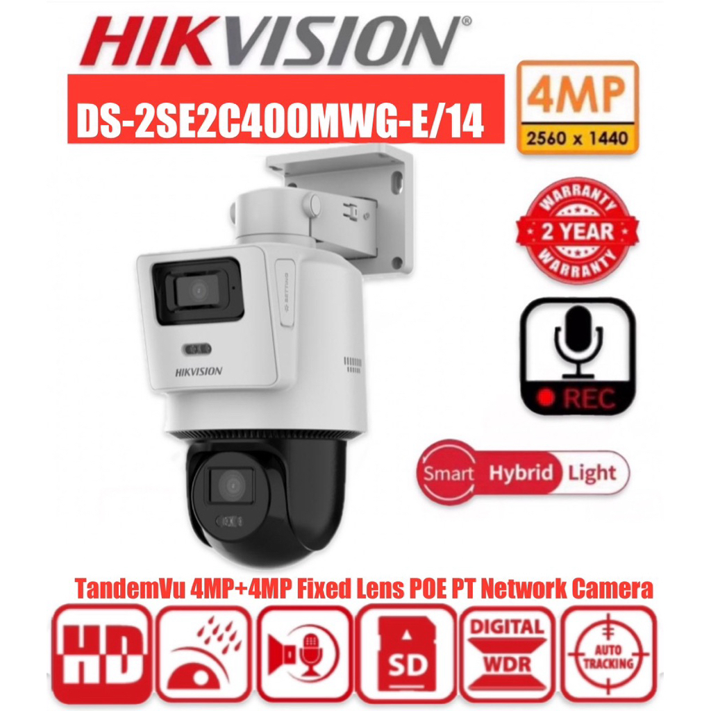 HIKVISION CCTV 4MP DS-2SE2C400MWG-E/14 TandemVu 4MP+4MP Fixed Lens POE ...