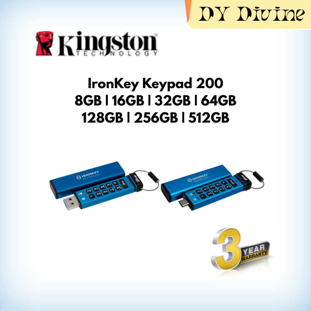 Kingston IronKey Keypad 200 Encrypted USB-A/C Flash Drive ( 8GB/16GB ...