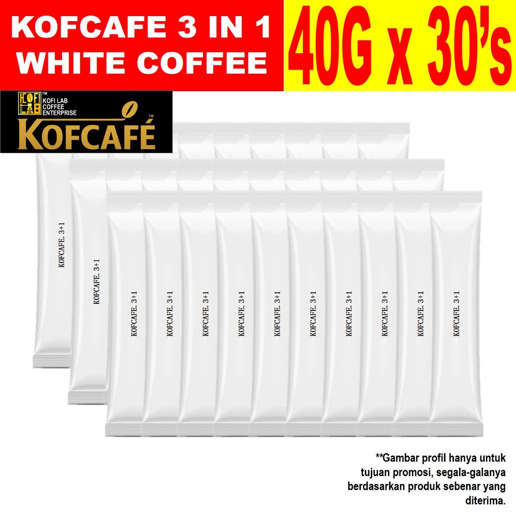 30's x 40G | KOFCAFE | KOFI LAB | 3 IN 1 | Serbuk Kopi Putih Pracampur ...
