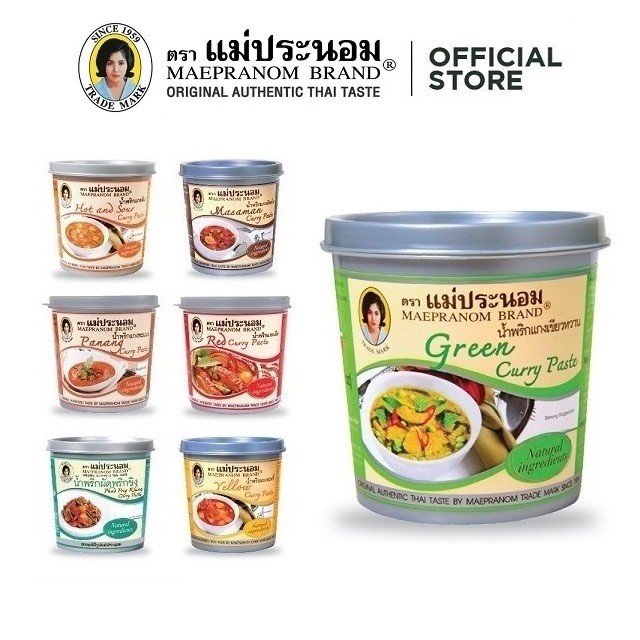 Maepranom Instant Curry Paste Assorted Flavors (380g) (Green Curry/Red ...