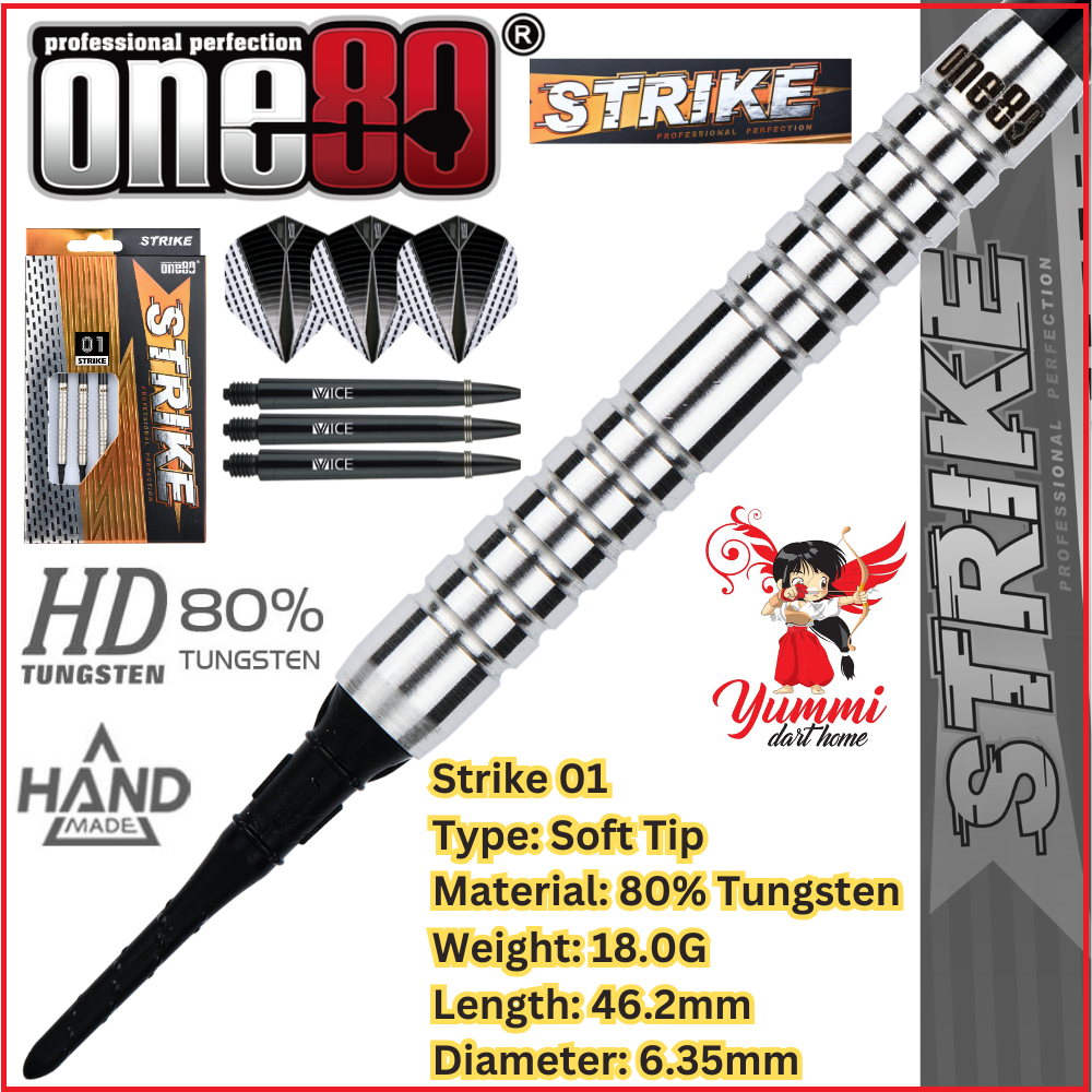 One80 Soft Tip Dart 80% Tungsten Strike 01 (18G) | Shopee Malaysia