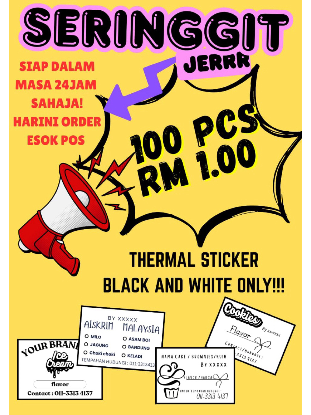 STICKER MURAH (RM 1 = 100 Pcs) STICKER BUDGET Sticker thermal STICKER ...