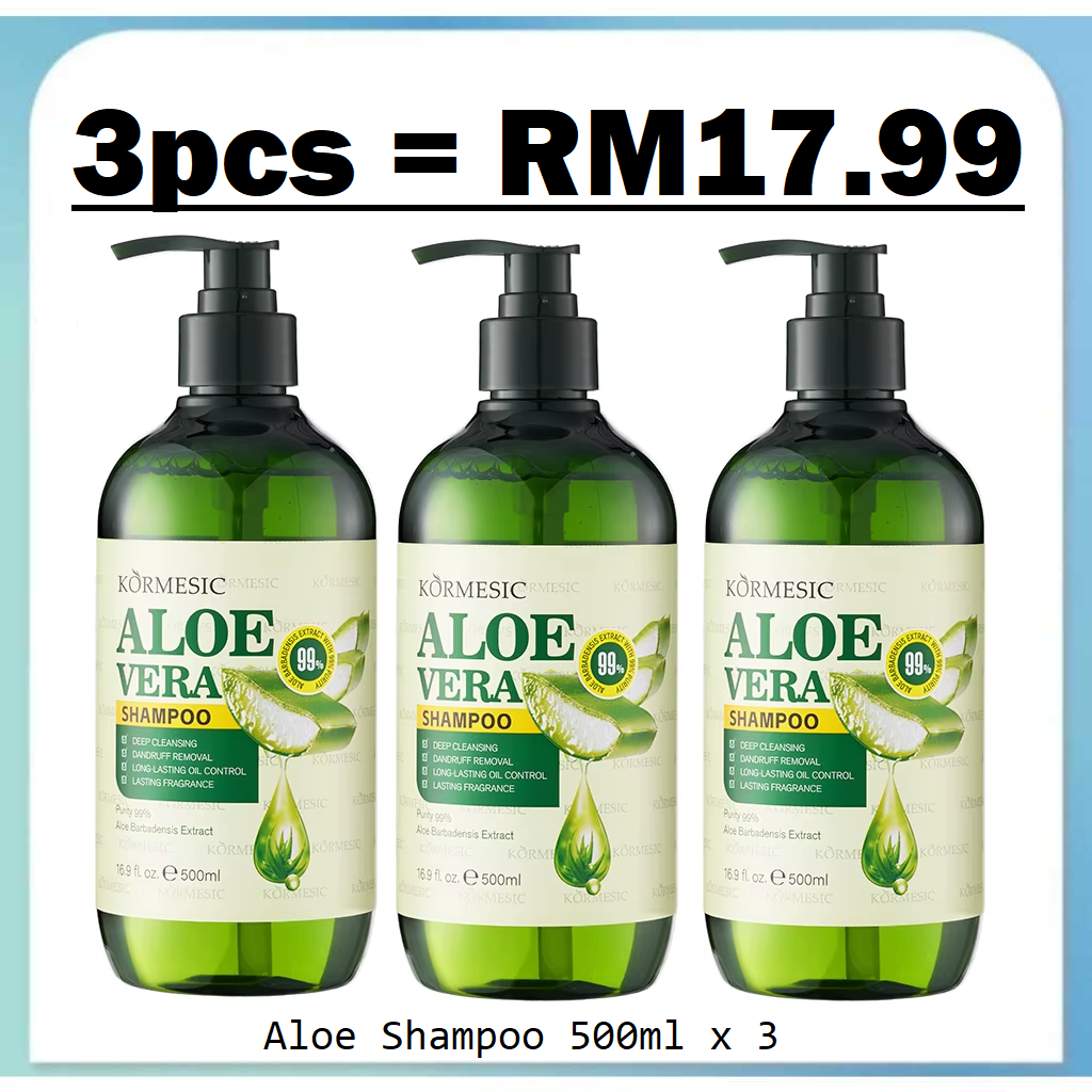 (3pcs) Pure 99% 1200ml Syampu Rambut Aloe Vera/ Aloe Vera Hair Shampoo ...