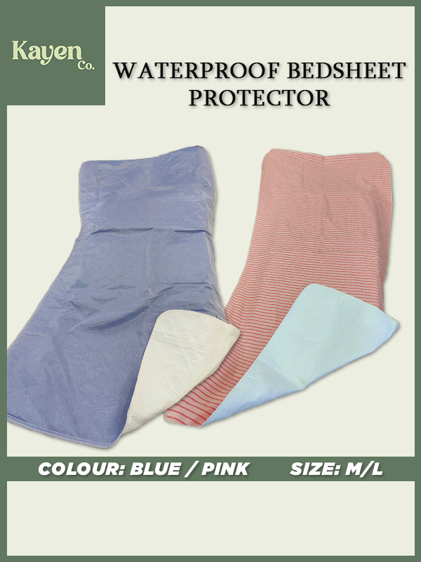Waterproof bed protector linen cover alas tilam kalis air blue pink ...