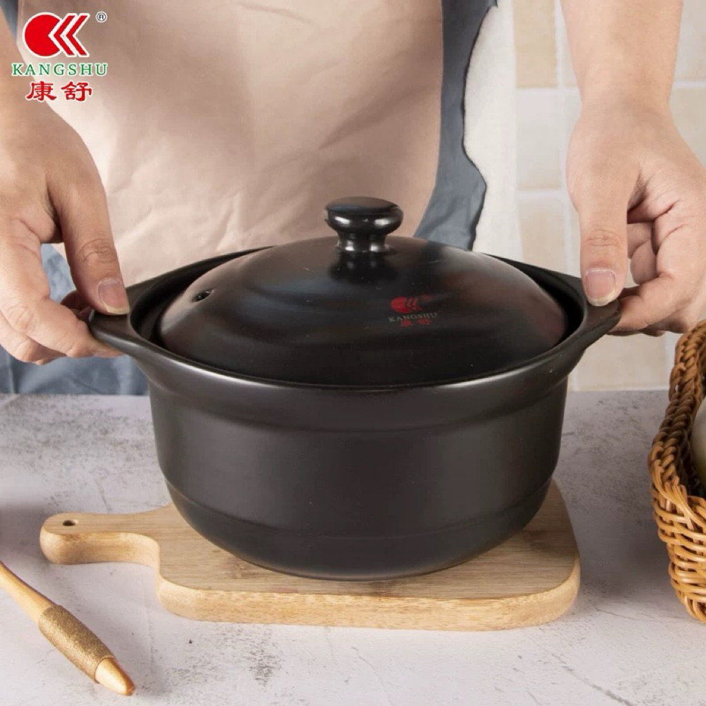 KANGSHU Black Ceramic Clay Pot 18cm D1808*#9 (1200ml) /D2210*#1 22cm ...