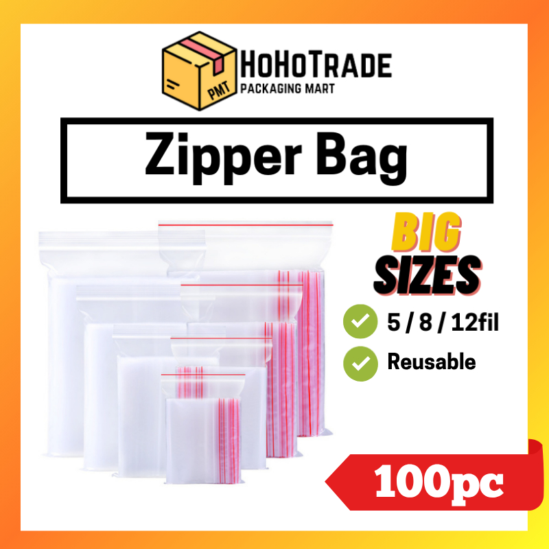 Hohotrade BIG SIZE Zipper Bag(100PCS) Resealable Plastic Bag Zipper Bag ...