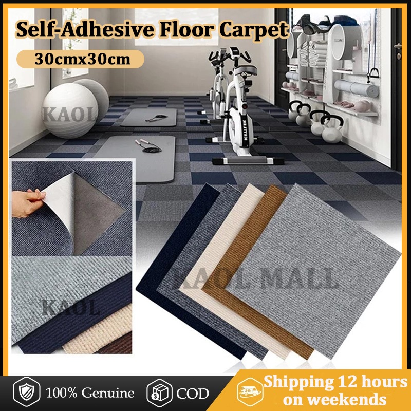 Carpet Tile Mat 10 PCS Floor Self-Adhesive Non-slip Carpet Sticker ...