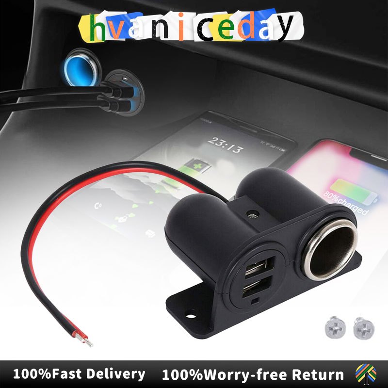 3.1A Dual USB Charger Car Socket 2 In 1 Splitter Power Adapter Soket ...