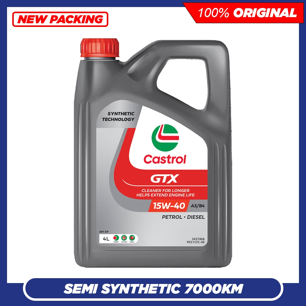 CASTROL GTX 15W40 SN/CF Semi Syntehtic Engine Oil (4L) | Shopee Malaysia