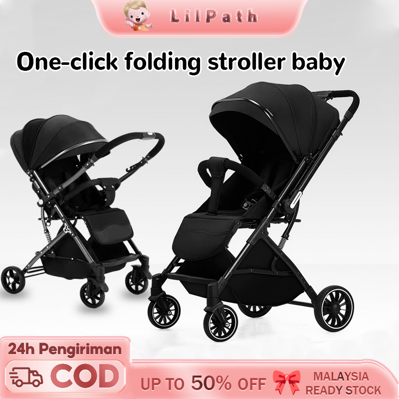Stroller baby One-click Fold Foldable Ultralight Travel Cushion wheels ...