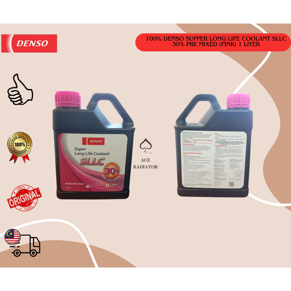100% DENSO SUPPER LONG LIFE COOLANT SLLC 30% PRE MIXED (PINK) 1 LITER ...