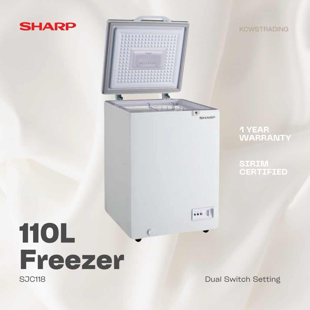 SHARP Chest Freezer 110L SJC118 Dual Switch Setting Freezer Fridge ...