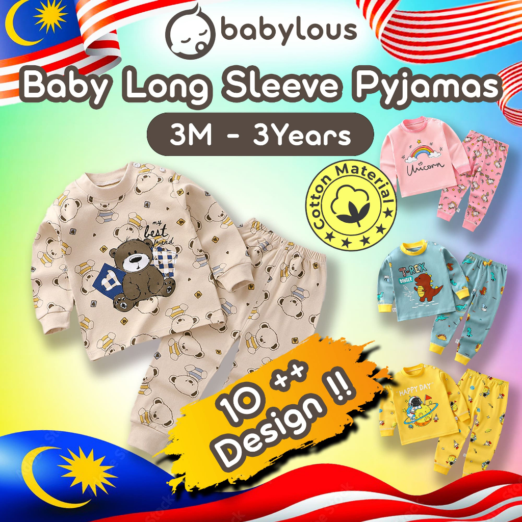 Baju Budak Bayi Kids Pyjamas Set Baju Tidur Bayi Long Sleeve Sleepwear ...