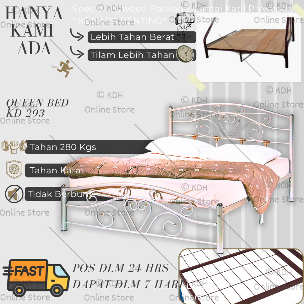 🔥[SENYAP & TAHAN KARAT]Katil Besi Queen Tebal Bed Frame Queen Metal ...