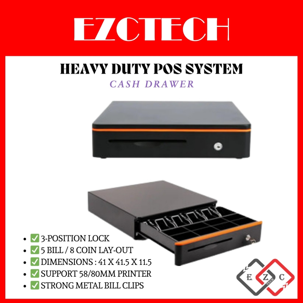EZCTECH HEAVY DUTY POS System Cash Drawer 5Bill 8Coin 42x42CM | Shopee ...