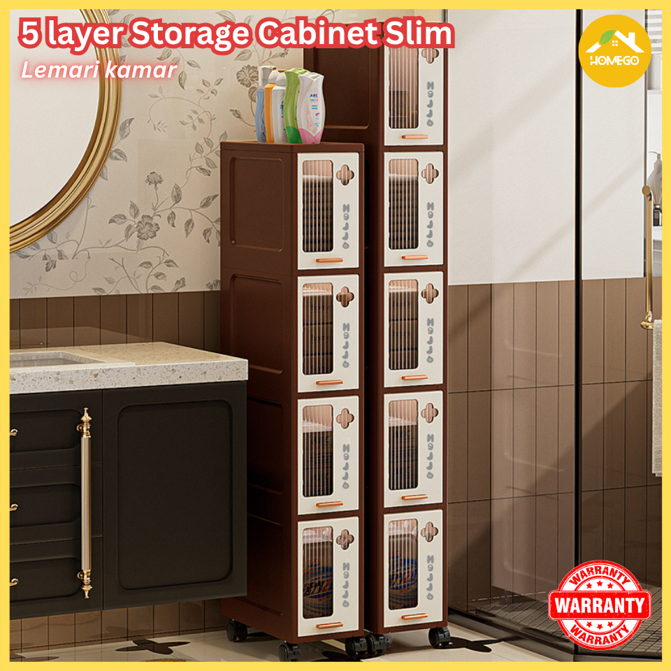 Portable Storage Cabinet Slim Storage Box with Wheel Cabinet Foldable ...