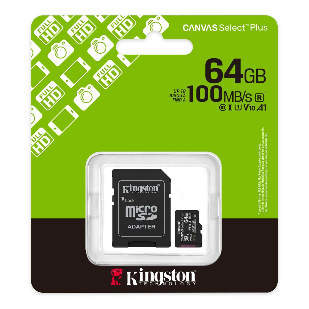 KINGSTON Canvas Select Plus microSD memory card 64GB 128GB 256GB 512GB with speeds of up to ...