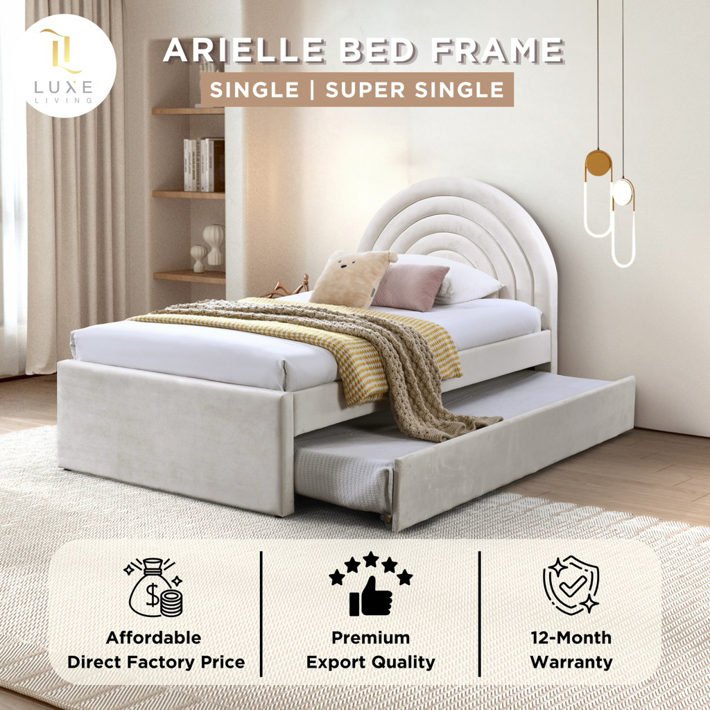 [FREE SHIPPING] LUXE: ARIELLE Single Pull-Out Bed Frame | Katil Tarik ...