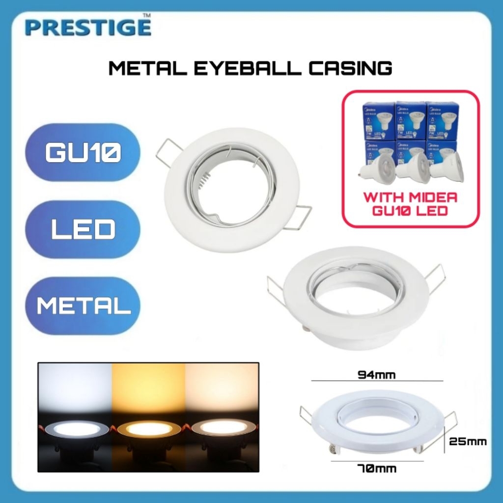 METAL ADJUSTABLE GU10 LED RECESSED EYEBALL FITTING/MIDEA LED/FIXTURE ...