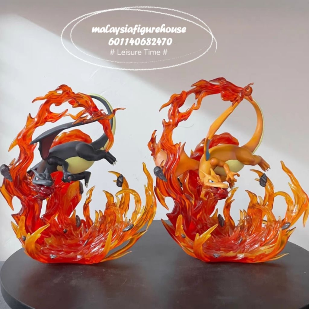 🔥READY STOCK🔥21CM POKEMON AM BLACK CHARIZARD SPITTING FIRE FIGURE ...