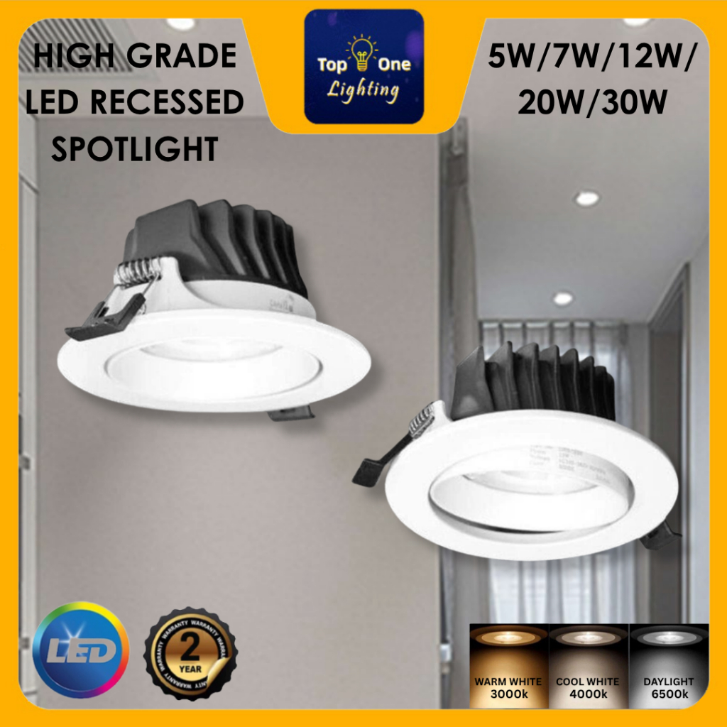 5W/7W/12W/20W/30W RECESSED LED SPOTLIGHT HIGH GRADE LED RECESSED ...