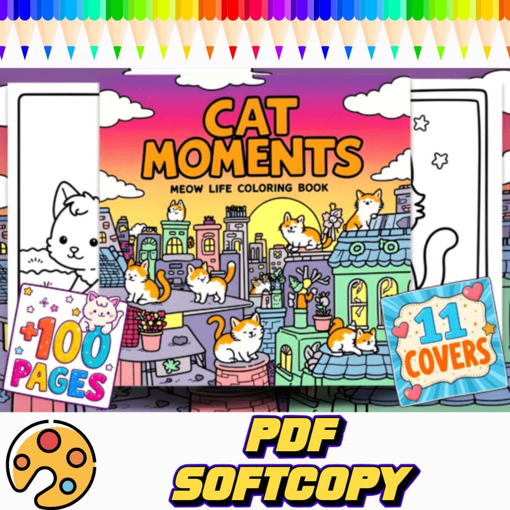 [PDF] 100 Pages Coloring Book Cat Moment Meow Life - Colouring Book For ...