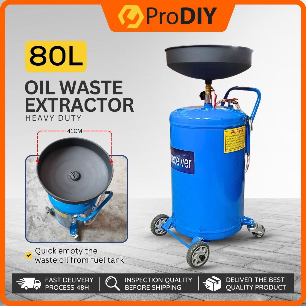 80L Blue Portable Oil Waste Drain Extractor Tank Air Operated Drainer ...