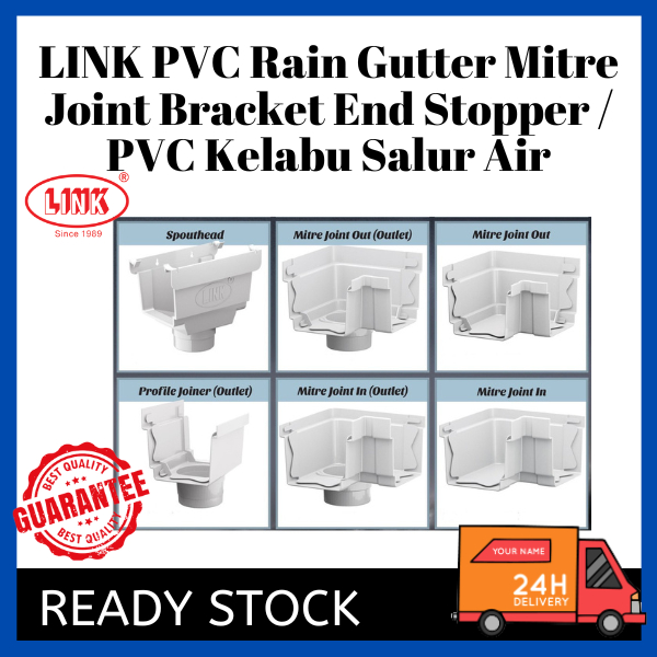 LINK PVC Rain Gutter Mitre Joint Bracket End Stopper / PVC Kelabu Salur ...