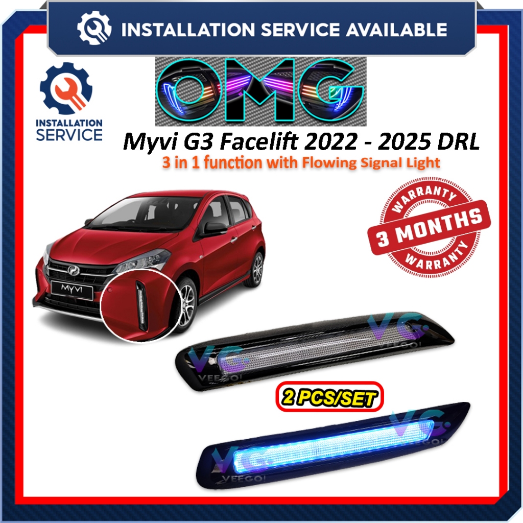 Perodua Myvi 2022 - 2025 Front LED Dynamic DRL with Signal - 3-in-1 ...