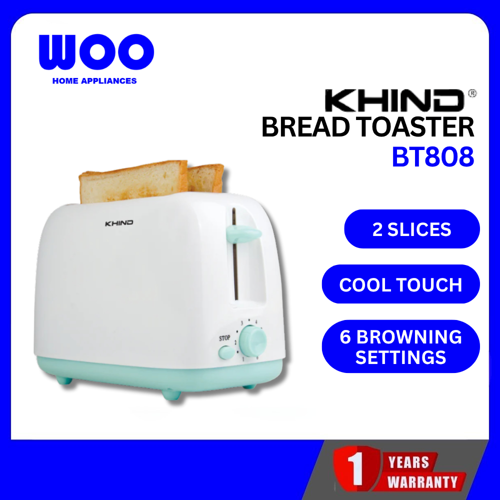 KHIND Mint 𝟮 𝗦𝗹𝗶𝗰𝗲𝘀 Bread Toaster BT808 | Shopee Malaysia