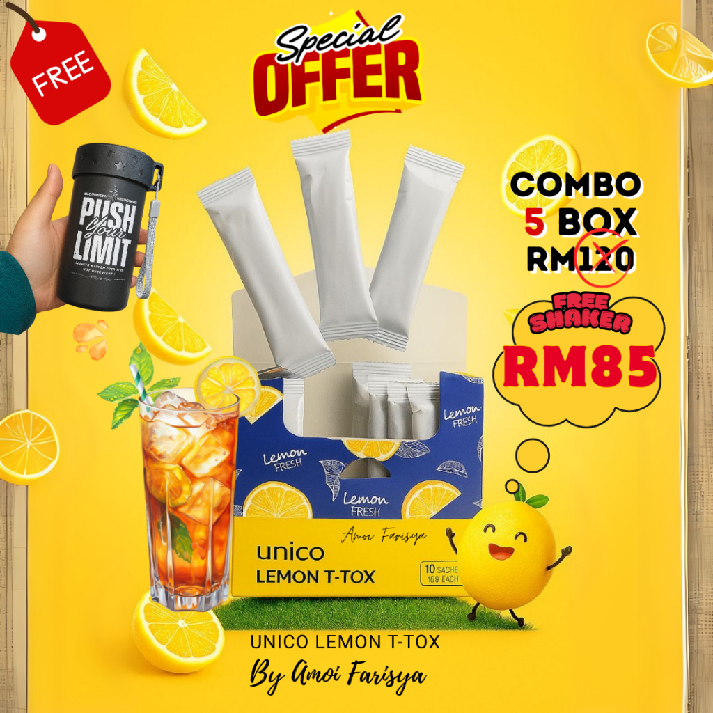 UNICO LEMON TTOX [COMBO 5 BOX ] X 10 Paket Halal Tiada Gula Putih Detox ...