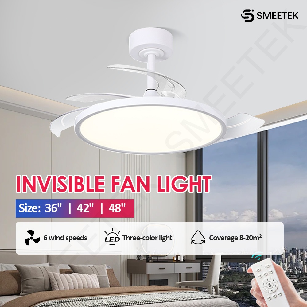 Invisible fan light ceiling fan with light DC LED Ceiling light Bedroom ...