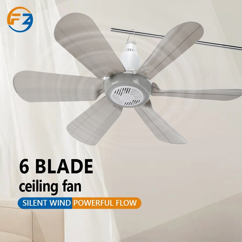 15W 6 Blades Strong Wind Portable Mini Ceiling Fan Camping Fan Hanging ...