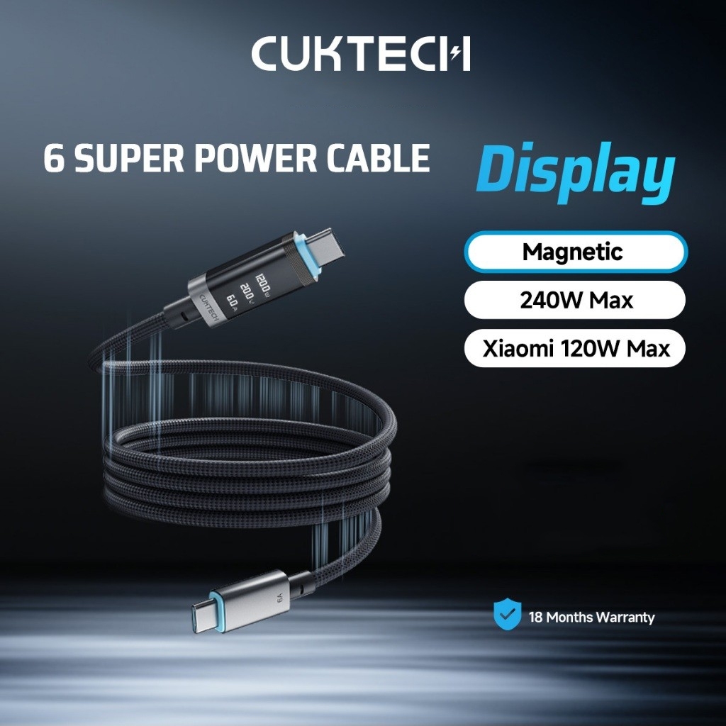 CUKTECH Display Meganetic Cable 6A Type-C to Type-C Support 240W Xiaomi ...